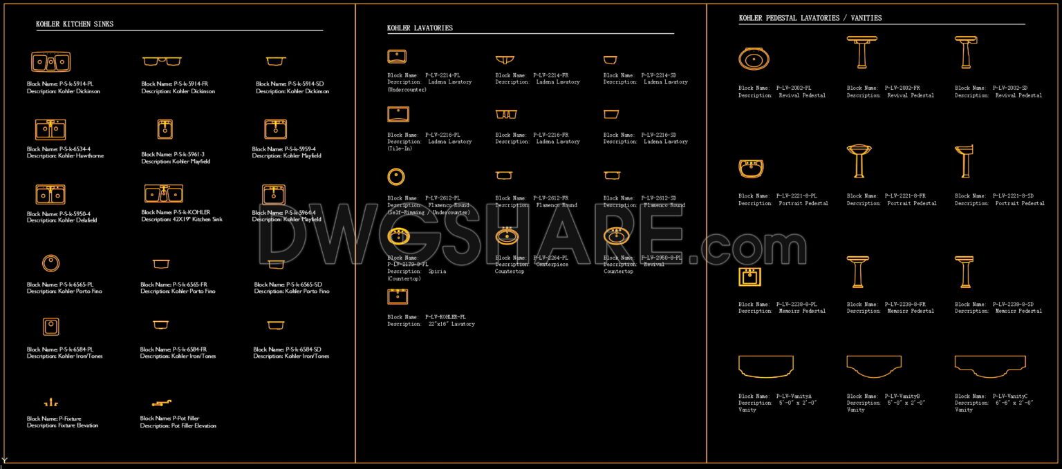 249. CAD blocks for sanitary fixtures, bathtub, basin, shower faucet ...