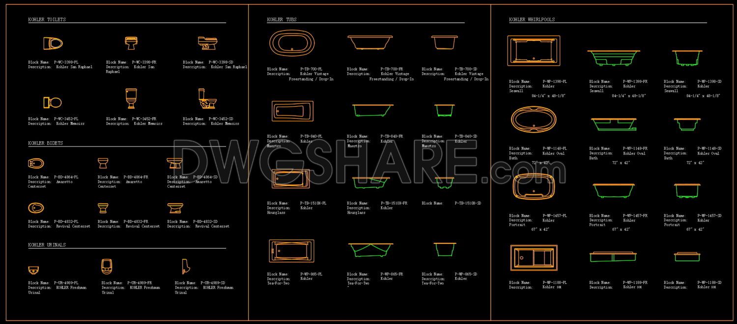 249. CAD blocks for sanitary fixtures, bathtub, basin, shower faucet ...