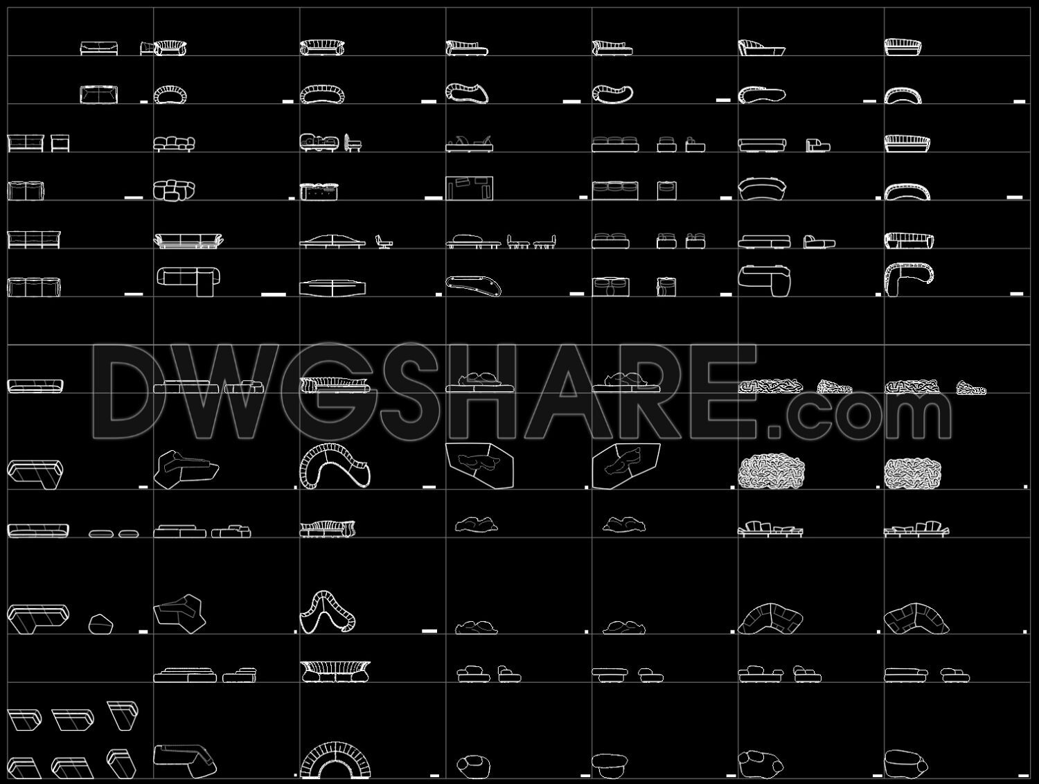 251. CAD blocks for various types of sofa seating arrangements