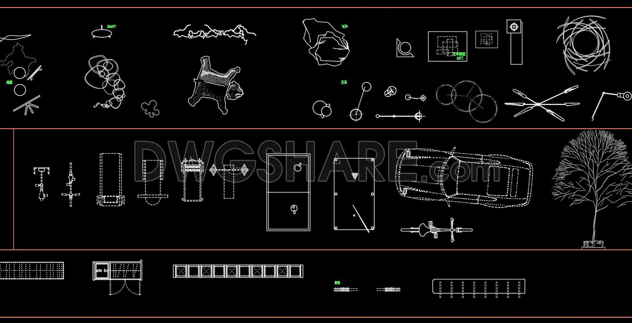 271. Blocks CAD for interior, lighting, sculpture, musical instruments ...