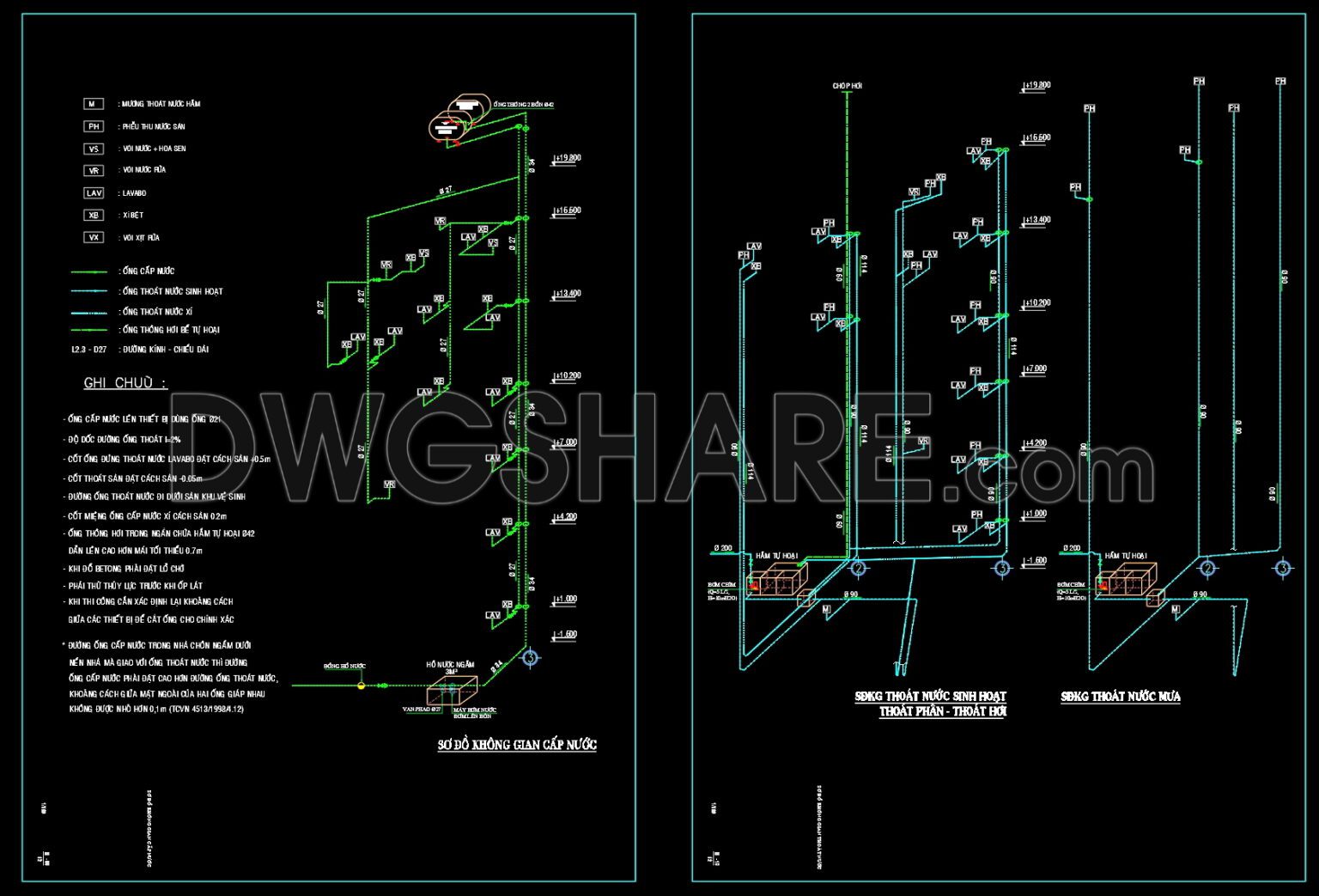 46. CAD drawings for detailed plumbing designs for a 4-story townhouse ...