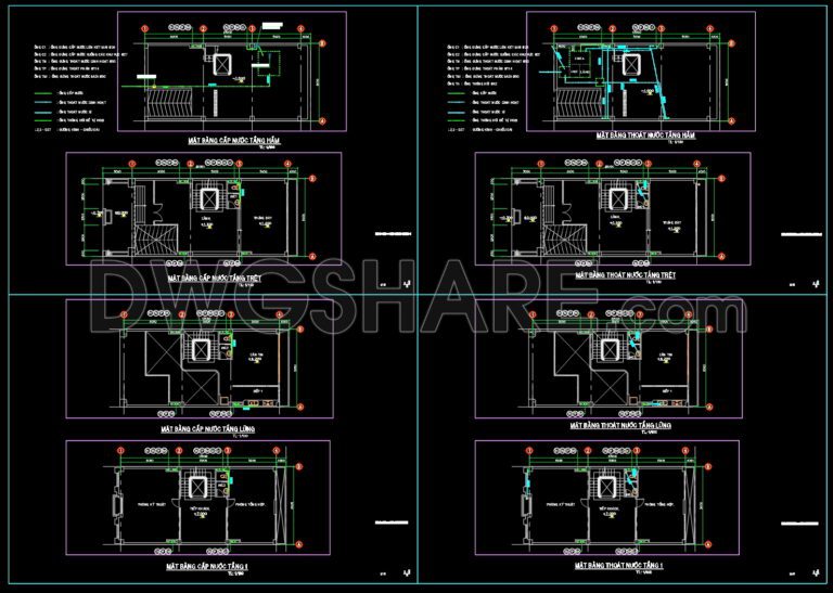 46. CAD drawings for detailed plumbing designs for a 4-story townhouse ...