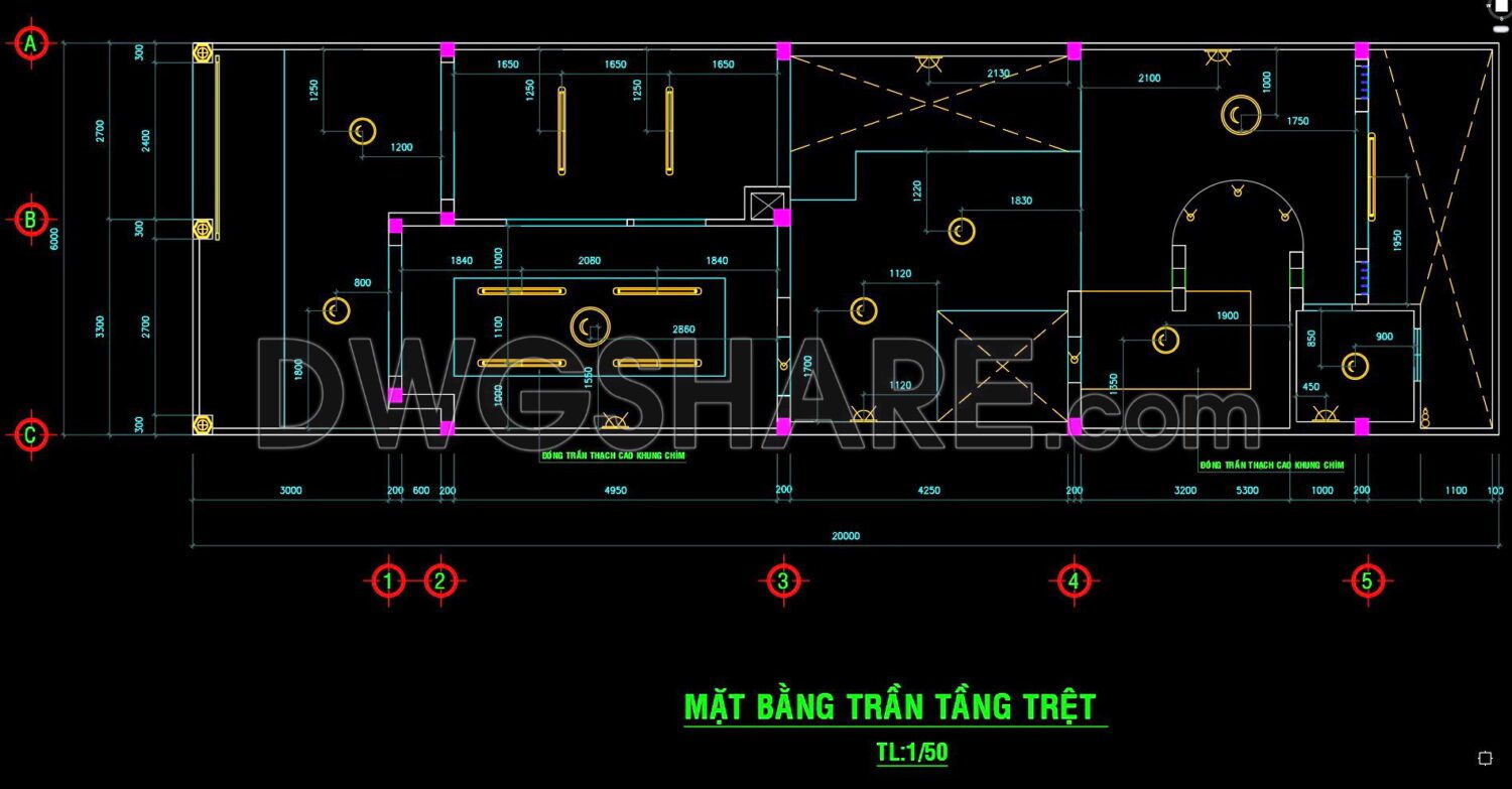 67. Detailed CAD drawings of residential ceilings and lighting fixtures