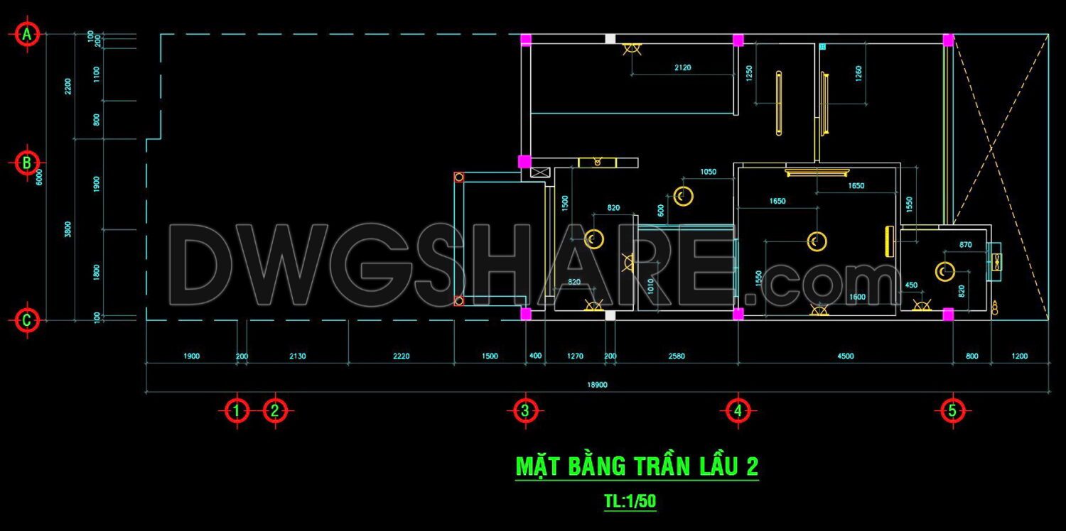 67. Detailed CAD drawings of residential ceilings and lighting fixtures
