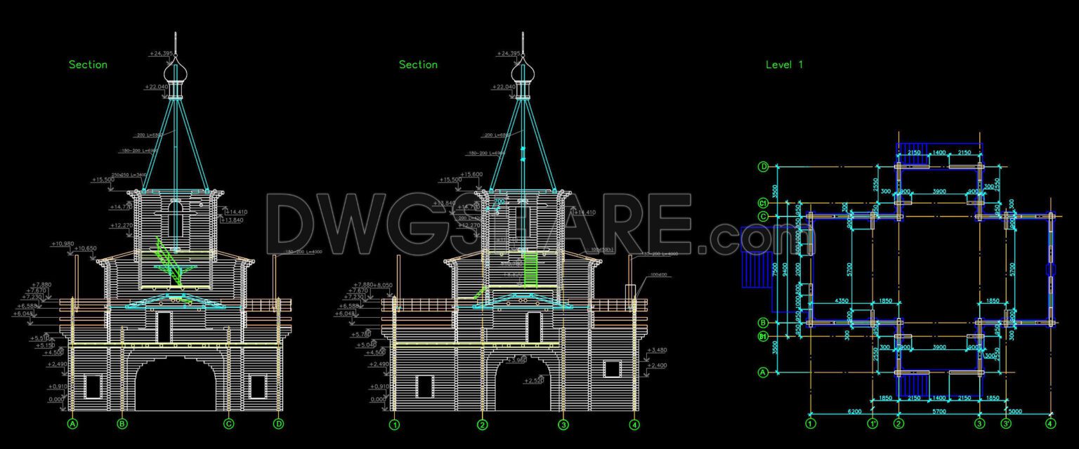 68. Cad Drawings Of Wooden church For Download