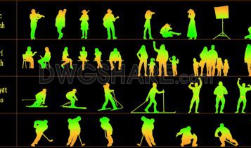 22.A set of trees and shrubs color top view AutoCAD blocks