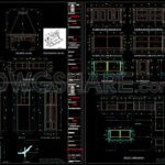 94. Technical CAD drawing detailing kitchen cabinets, island tables ...