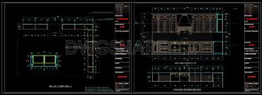 94. Technical CAD drawing detailing kitchen cabinets, island tables ...