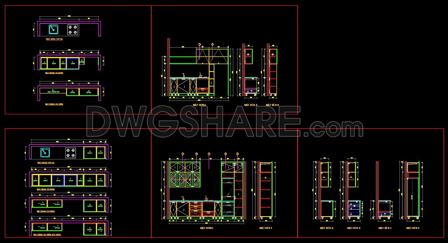 95. CAD technical drawings of kitchen cabinets for the house