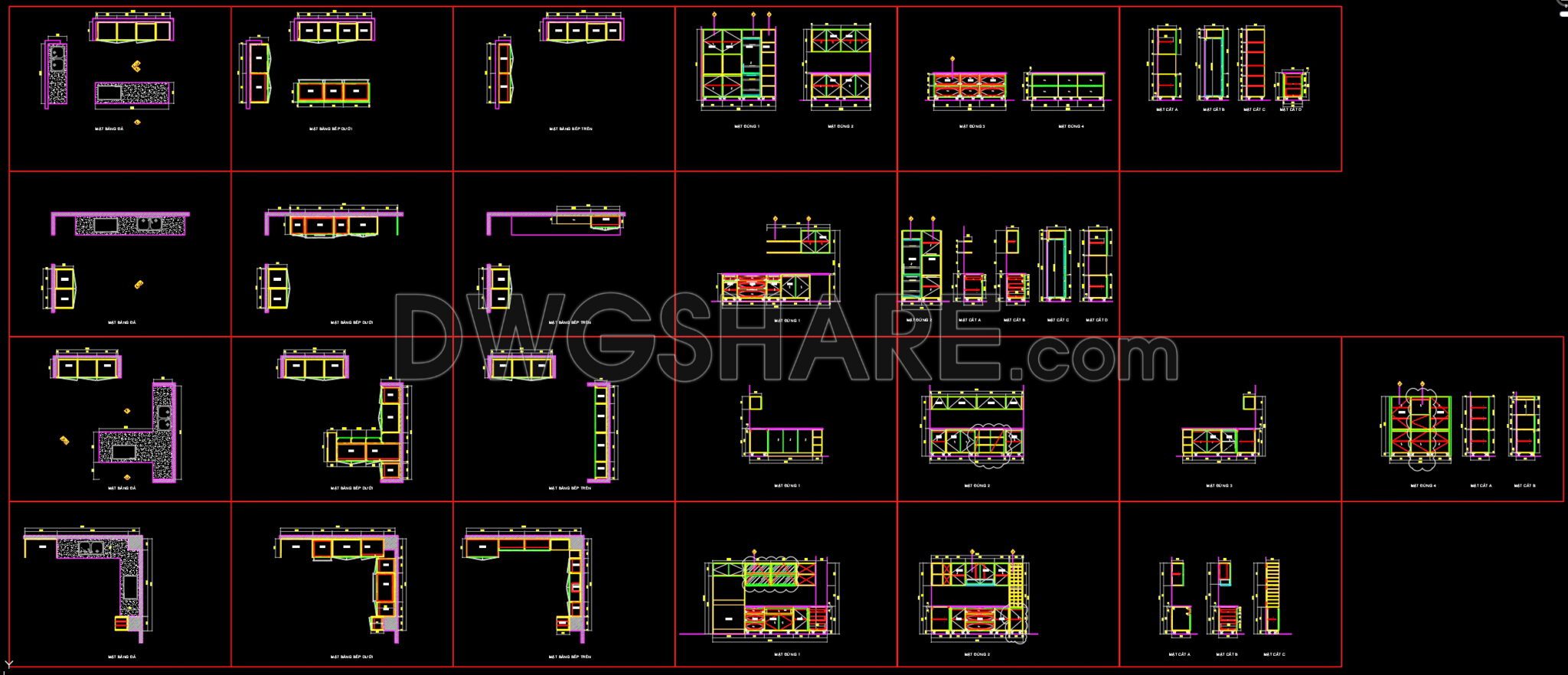 96.CAD technical drawings of kitchen cabinets for the house