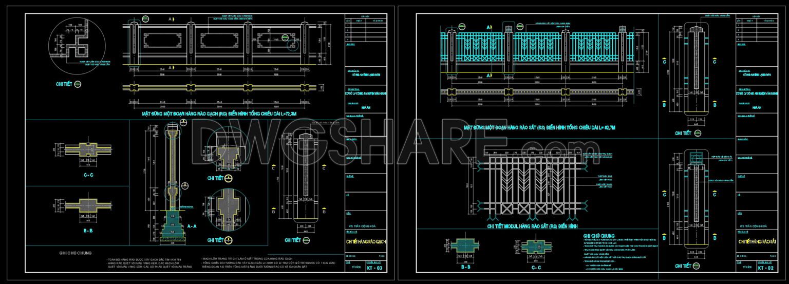 130. Detailed CAD drawings of the construction plans for gates, walls ...