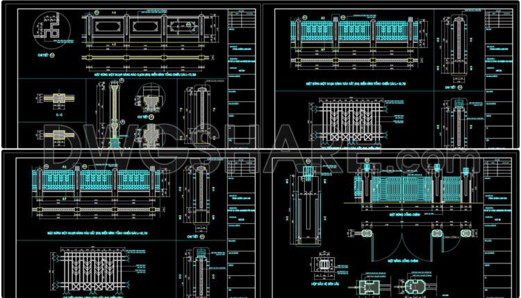 130. Detailed CAD drawings of the construction plans for gates, walls ...