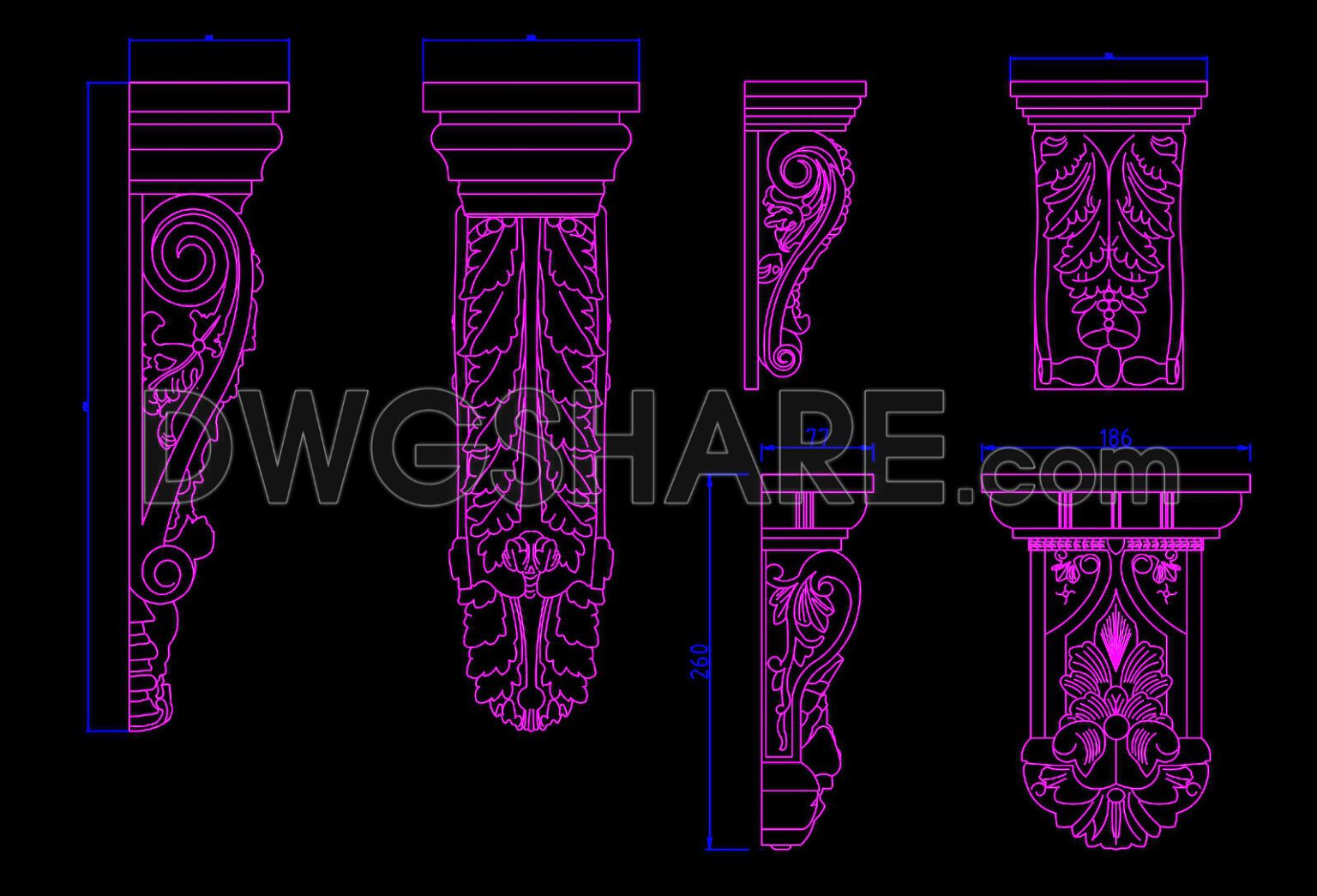 150. Download detailed architectural CAD drawings of consoles