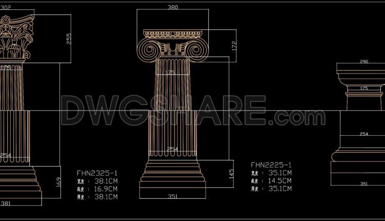 152. Download detailed architectural CAD drawings of Roman round ...