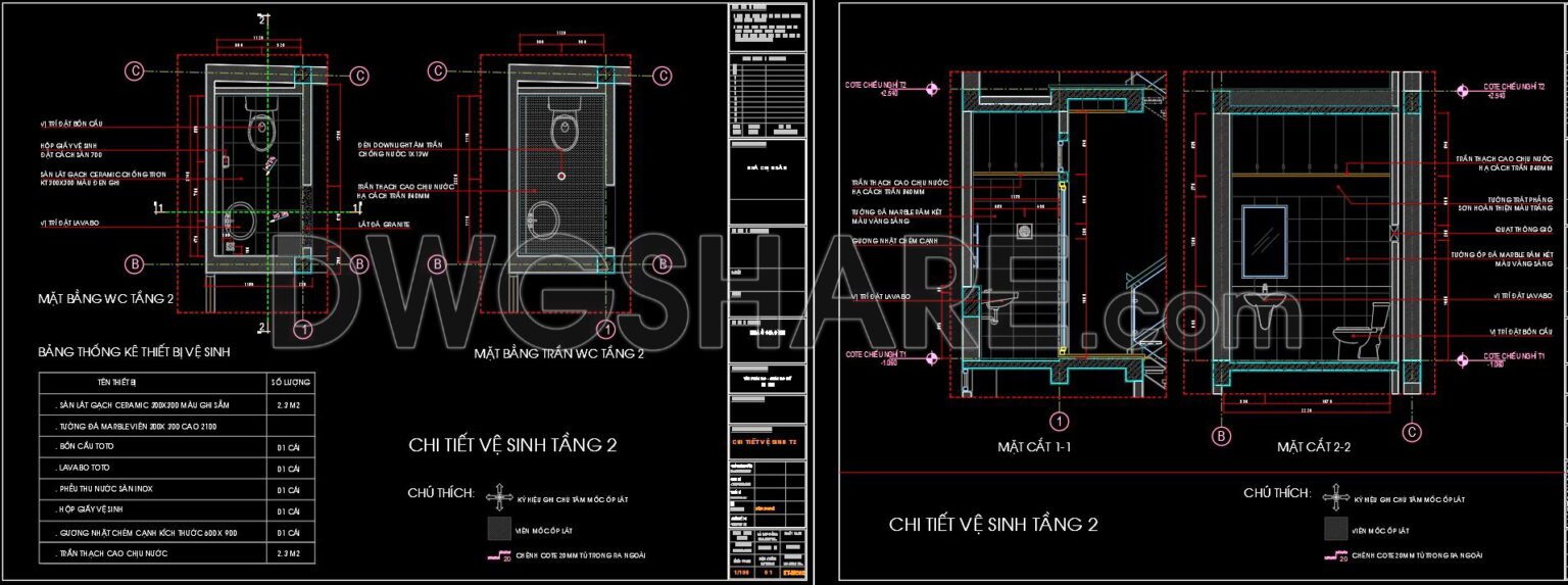 155. WC Layout Plan and elevations details CAD drawings download