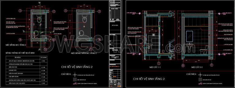 155. WC Layout Plan and elevations details CAD drawings download