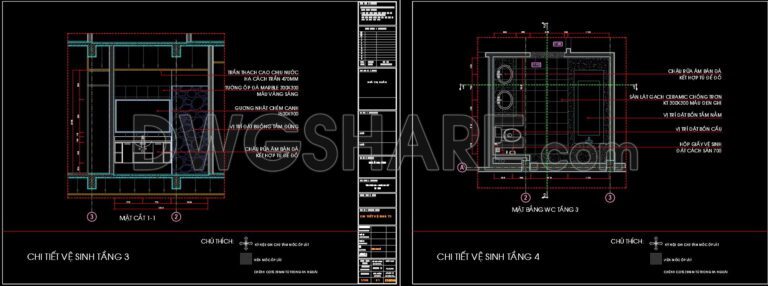 155. WC Layout Plan and elevations details CAD drawings download