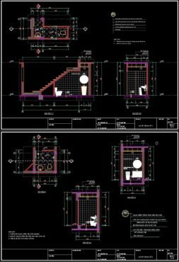 156. WC Layout Plan and elevations details CAD drawings download