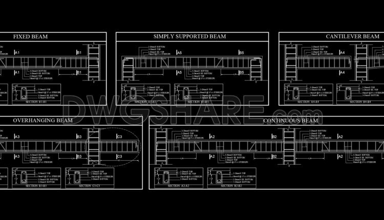 160. Cad Drawing Of Beam Reinforcement Details For Download - Free Cad ...