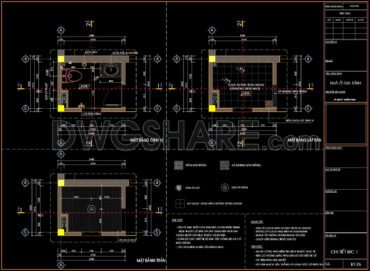 160. WC Layout Plan and elevations details CAD drawings download