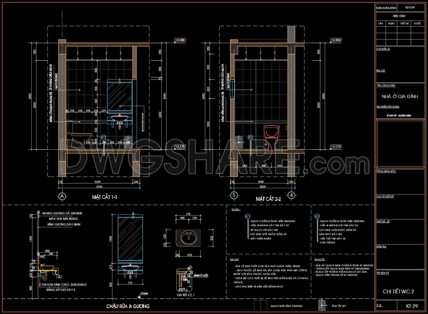160. WC Layout Plan and elevations details CAD drawings download