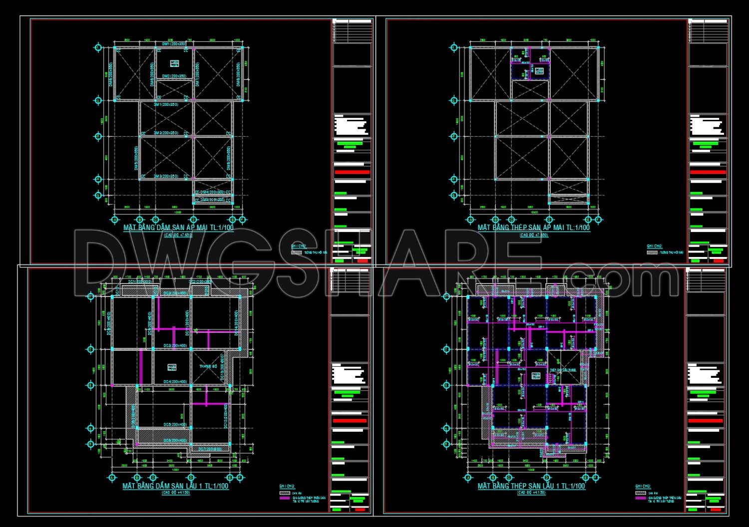 162.Structural Drawings Of 2-Story House A Complete Project 12.8x14.8m ...