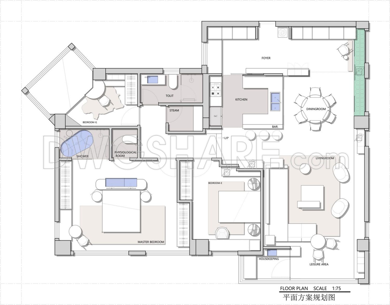 198. Functional floor plan CAD drawing of an apartment with an area of ...