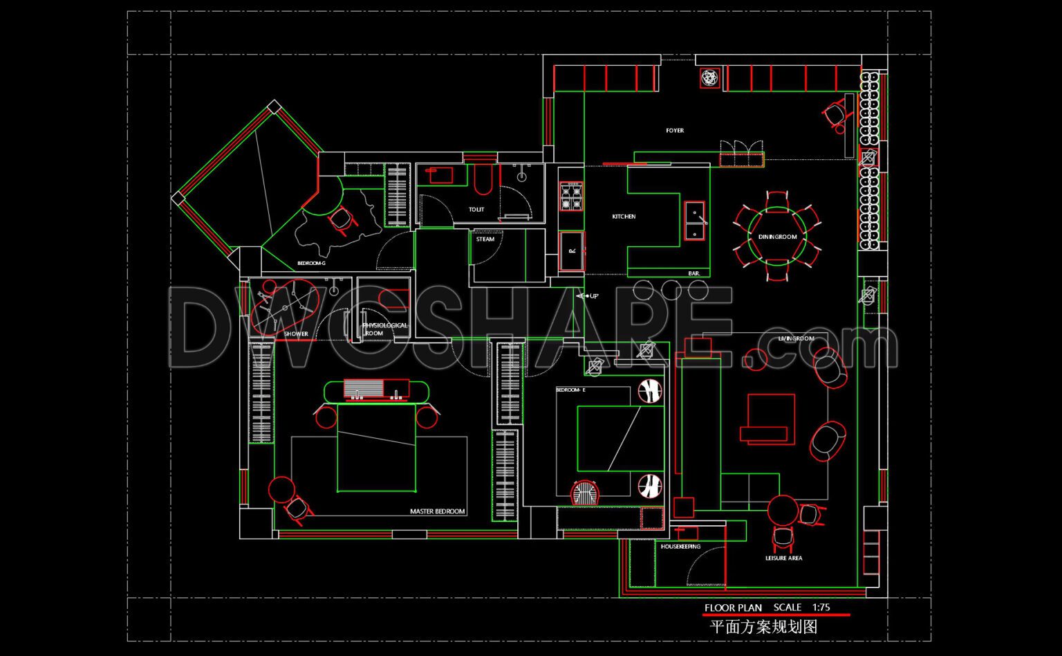 198. Functional floor plan CAD drawing of an apartment with an area of ...