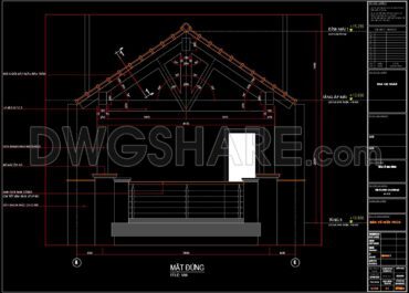 235. A detailed technical CAD drawing of the tiled roof for a villa
