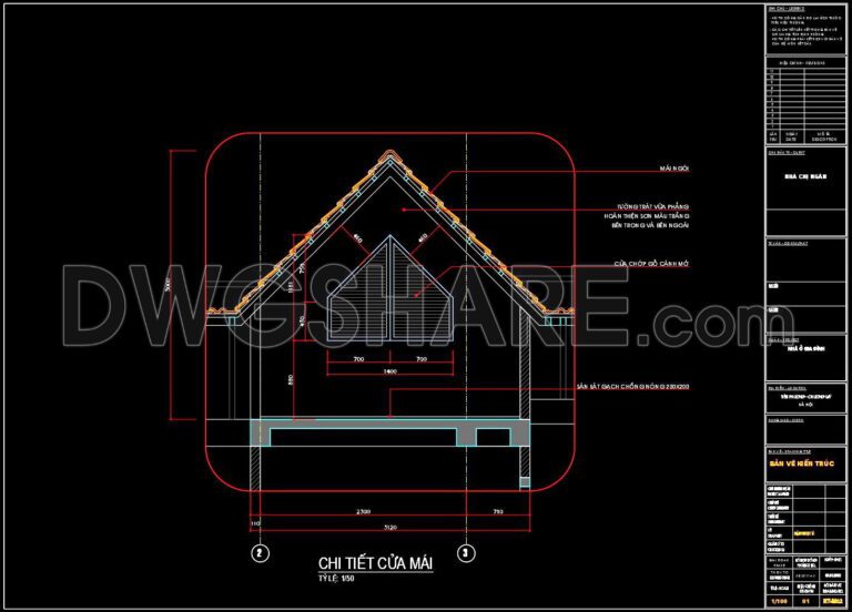 235. A detailed technical CAD drawing of the tiled roof for a villa