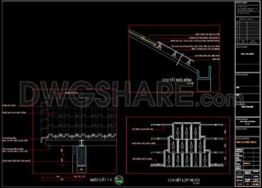 235. A detailed technical CAD drawing of the tiled roof for a villa