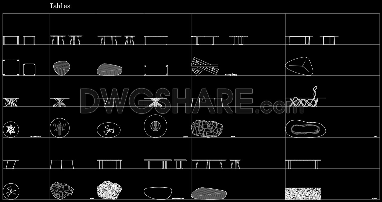 252. CAD blocks of coffee tables and tea tables