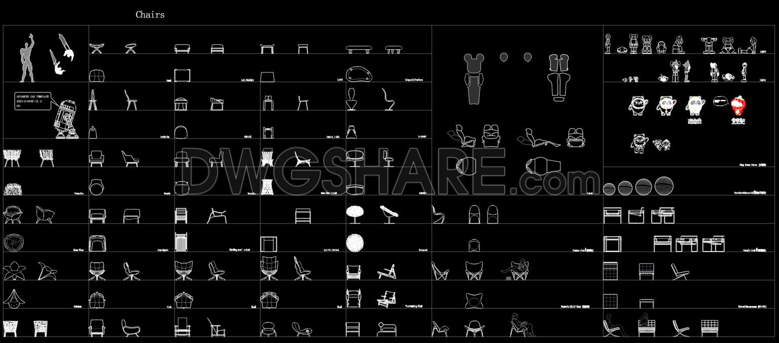 253. CAD blocks of indoor and outdoor seating chairs
