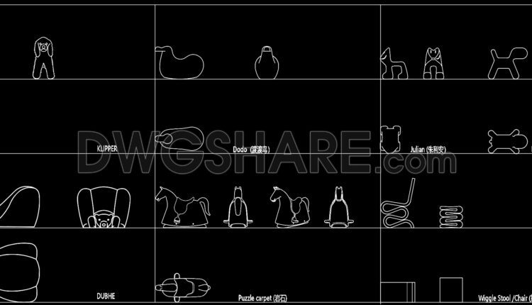 254. CAD blocks of vertical facades for children's tables, chairs ...