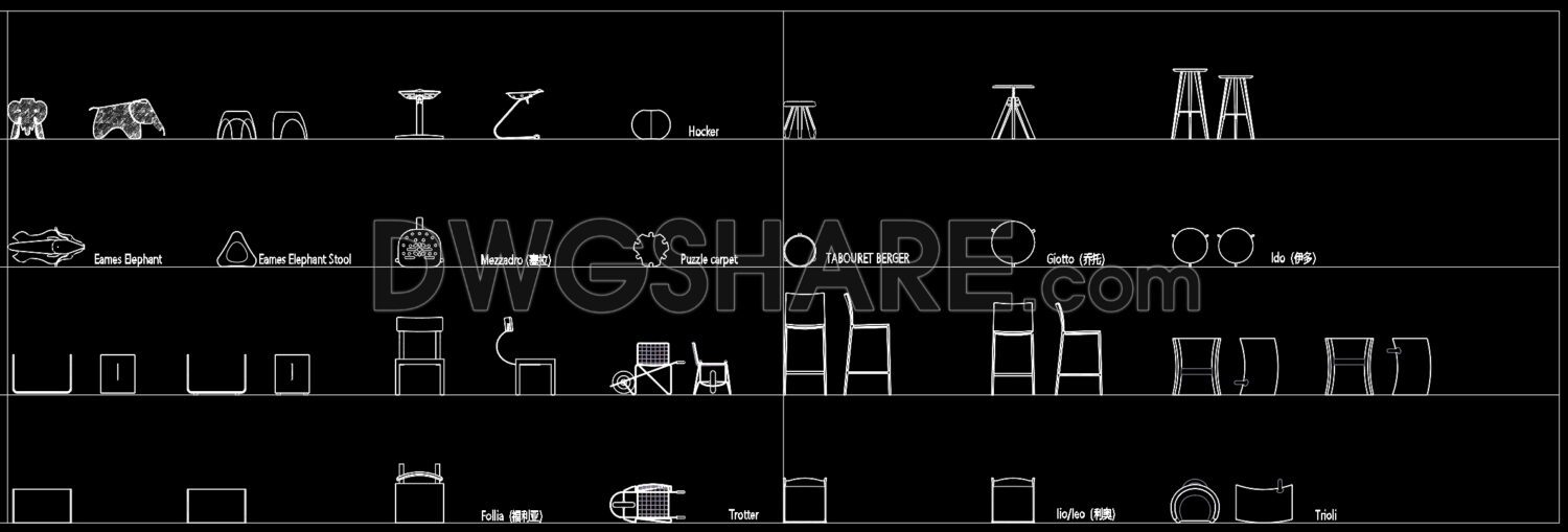 254. CAD blocks of vertical facades for children's tables, chairs ...