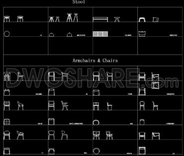 255. CAD blocks of various types of seating furniture, including chairs ...
