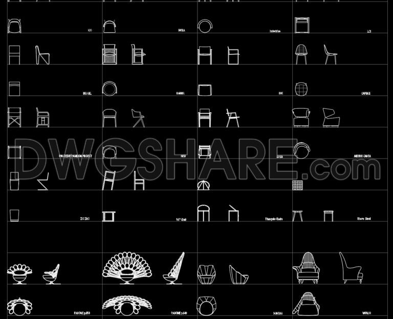 255. CAD blocks of various types of seating furniture, including chairs ...