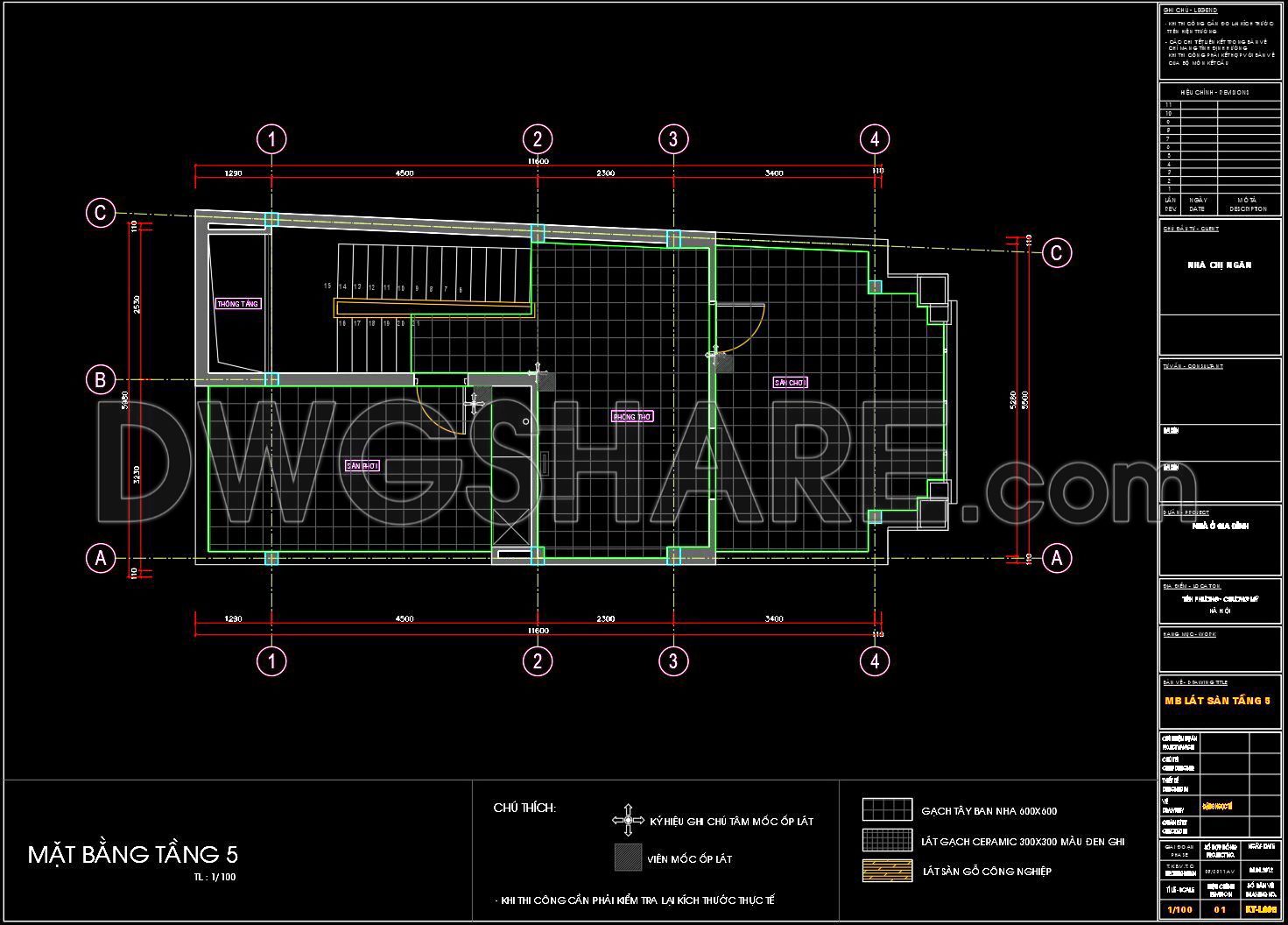 265. The detailed CAD drawings of floor plans for a 5-story house with ...