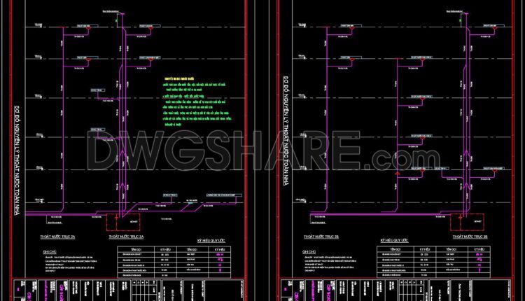 53. CAD drawings detailing the design of water supply and drainage ...