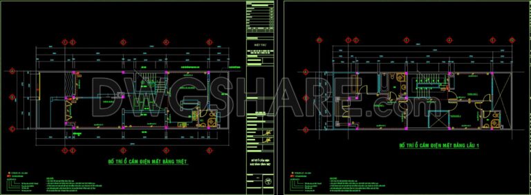 68. CAD detailed drawings of the electrical layout for a 3-story townhouse