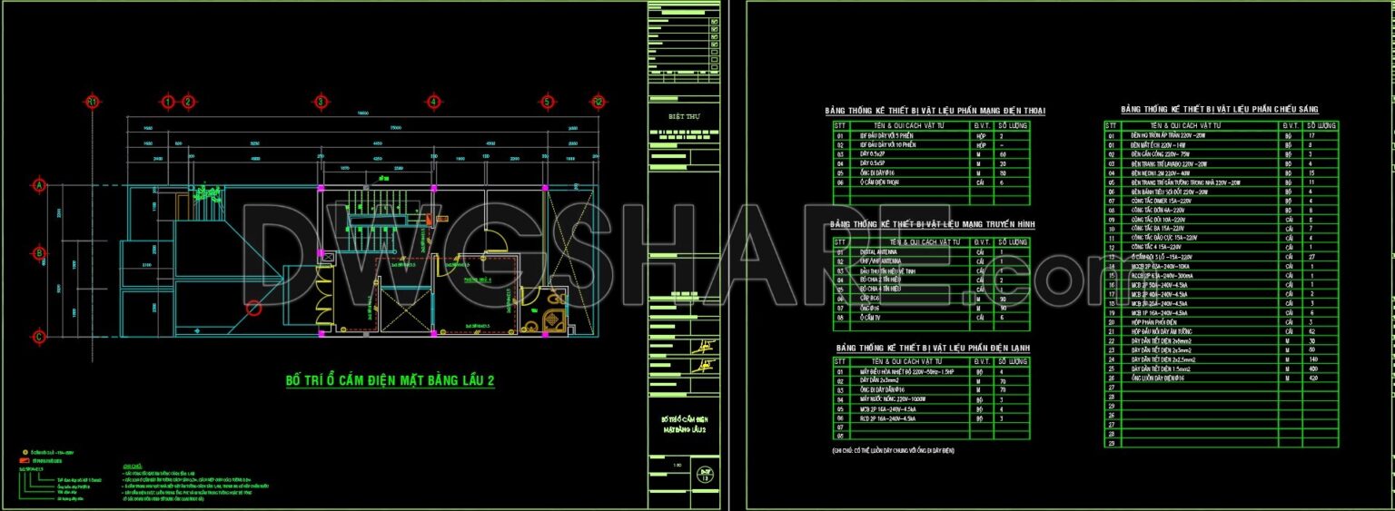 68. CAD detailed drawings of the electrical layout for a 3-story townhouse