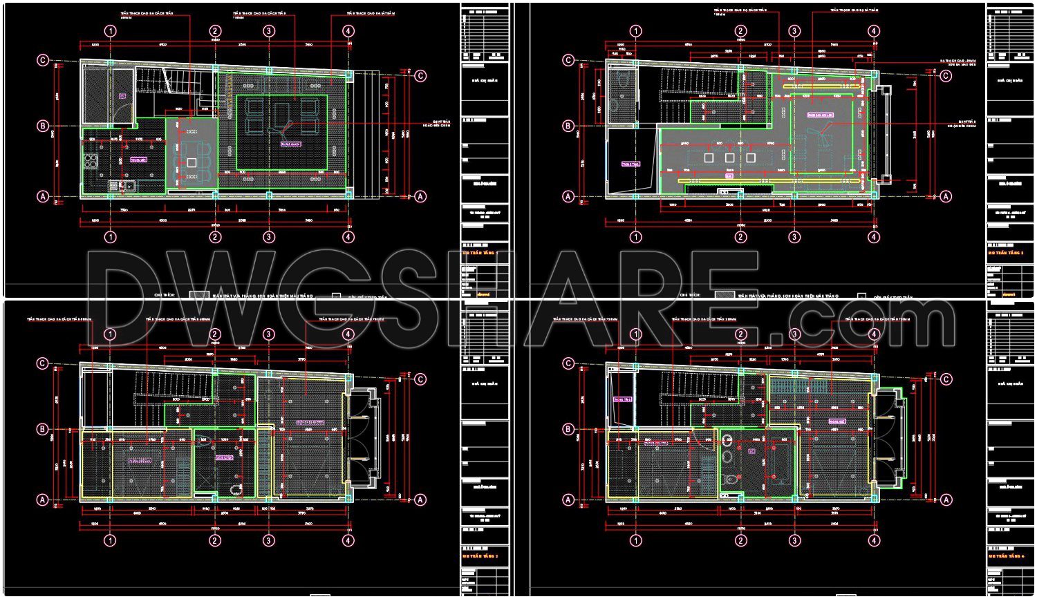 69. Detailed CAD drawings for the ceiling layout design of a 5-story ...