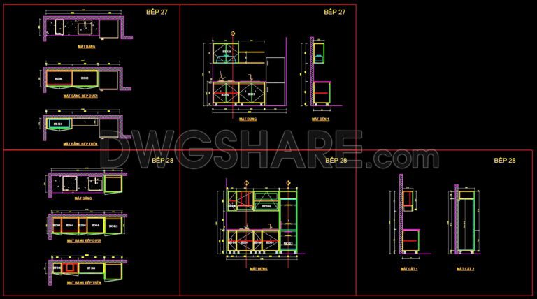 97.CAD technical drawings of kitchen cabinets for the house
