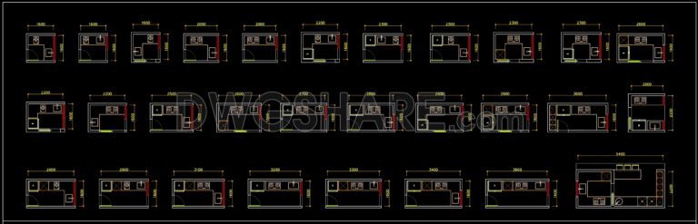 107. Download 100 CAD drawings of residential kitchen layout plans