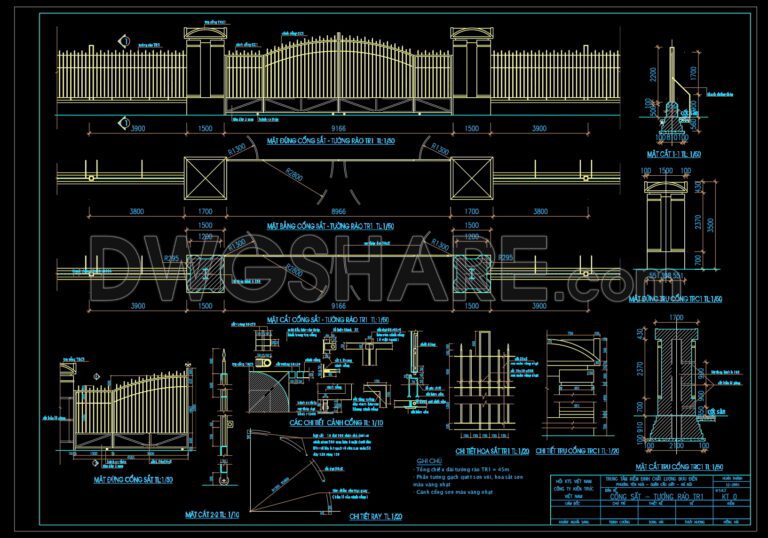 134. CAD drawings detailing gates and fences available for download