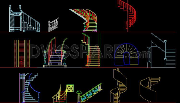 155. Download detailed CAD drawings of various types of staircases ...
