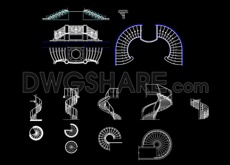 158. Download detailed CAD drawings of various types of staircases