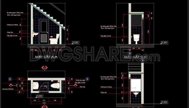 170. WC Layout Plan and elevations details CAD drawings download - Free ...
