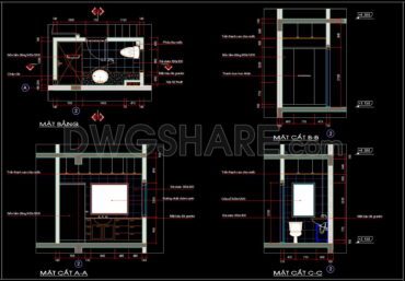170. WC Layout Plan and elevations details CAD drawings download