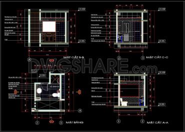 170. WC Layout Plan and elevations details CAD drawings download